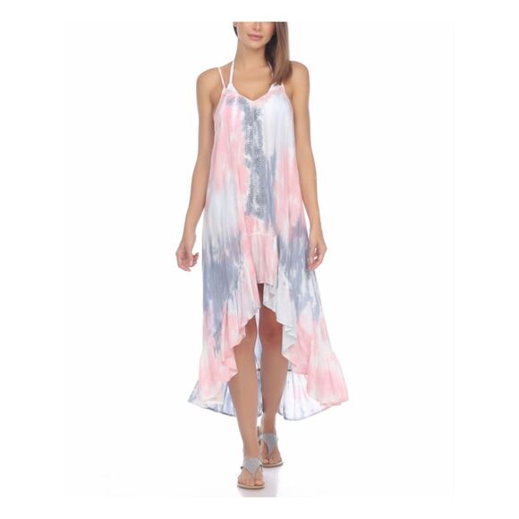 Raviya | Swim | Raviya Womens Pink Tie Dye Highlow Deep V Neck Crochet ...